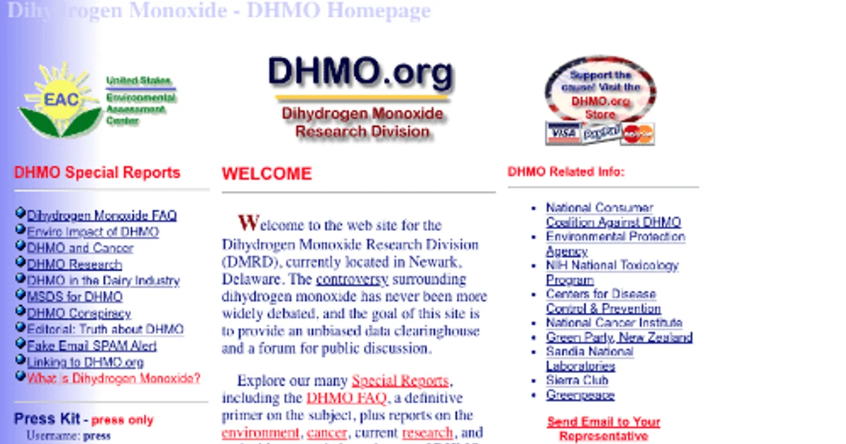 DHMO.Org- Content Veracity Not Implied Website